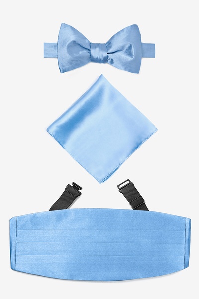 Silk Baby Blue Self Tie Bow Tie Cummerbund Set | Ties.com
