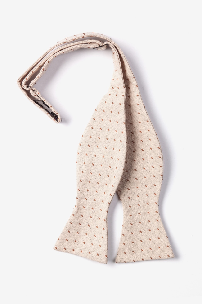 Beige Cotton Dash Self-Tie Bow Tie | Ties.com