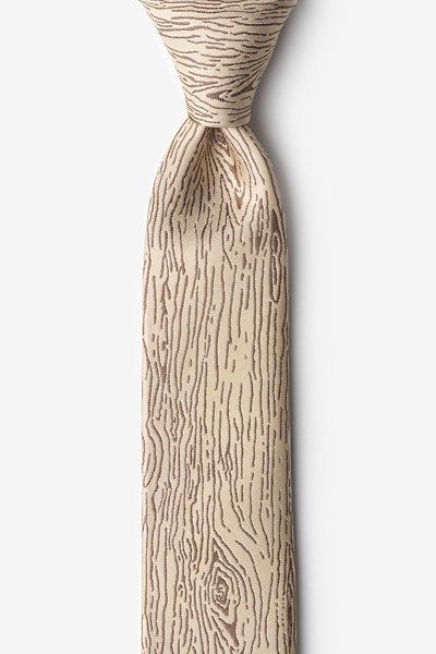 Beige Microfiber Wood Grain Skinny Tie | Ties.com