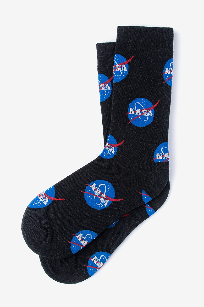 Black Carded Cotton NASA Meatball Women's Sock | Ties.com