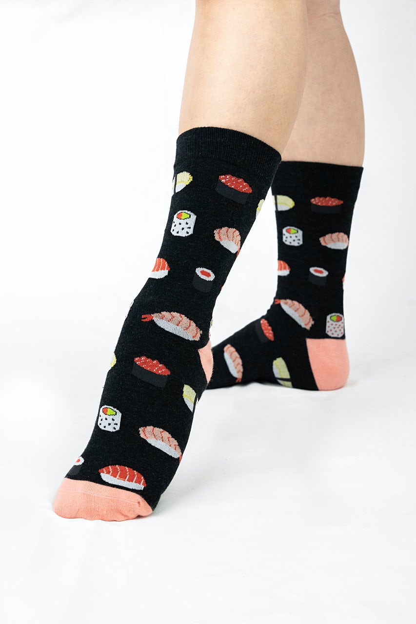 Black Sushi Women's Socks | Foodie Seafood Socks | Ties.com