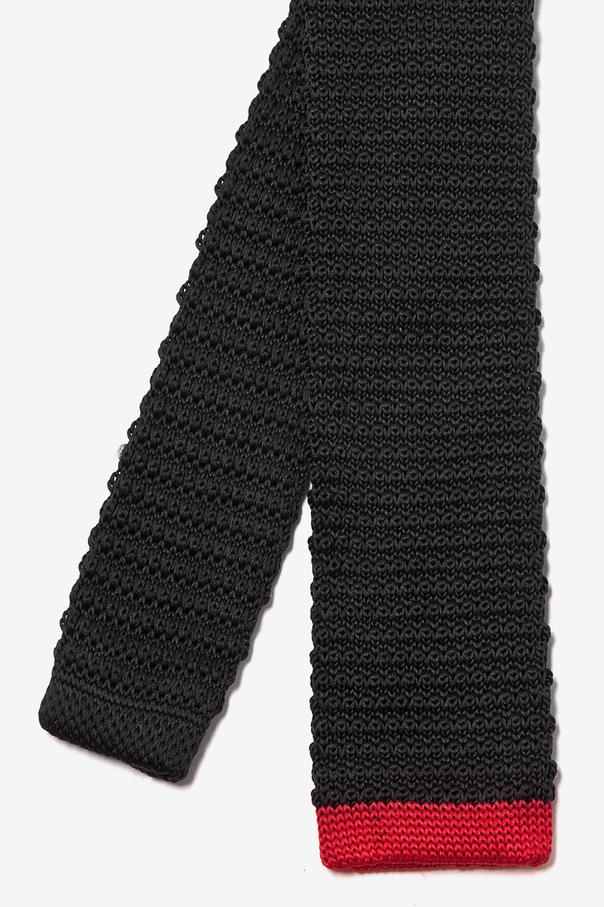 Black Knit Contrasting Tip Knit Skinny Tie | Ties.com