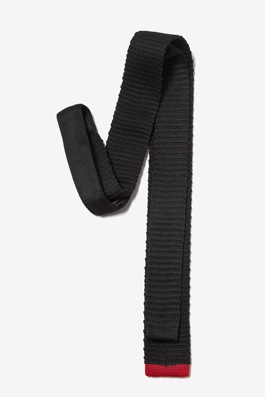 Black Knit Contrasting Tip Knit Skinny Tie | Ties.com