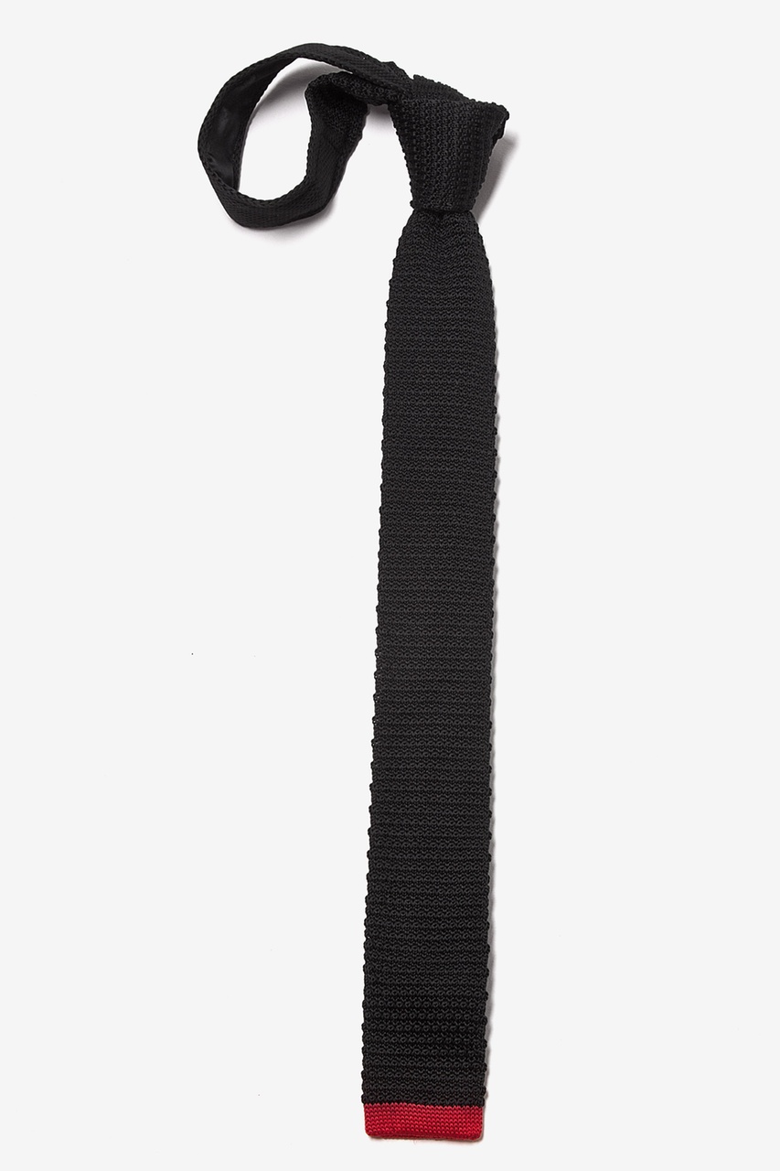 Black Knit Contrasting Tip Knit Skinny Tie | Ties.com