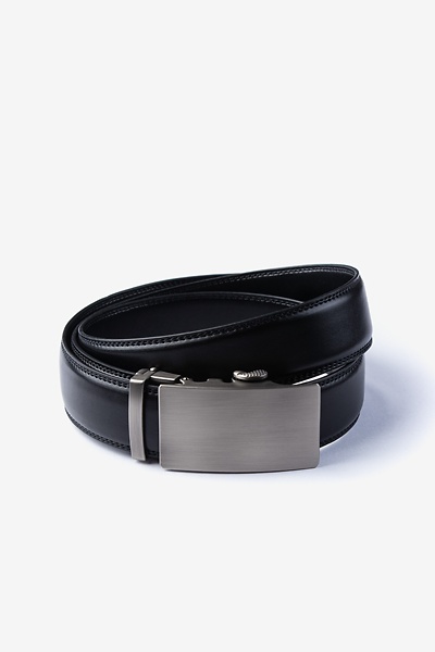 Black Leather Premium Leather Micro-Fit Slide Belt | Ties.com