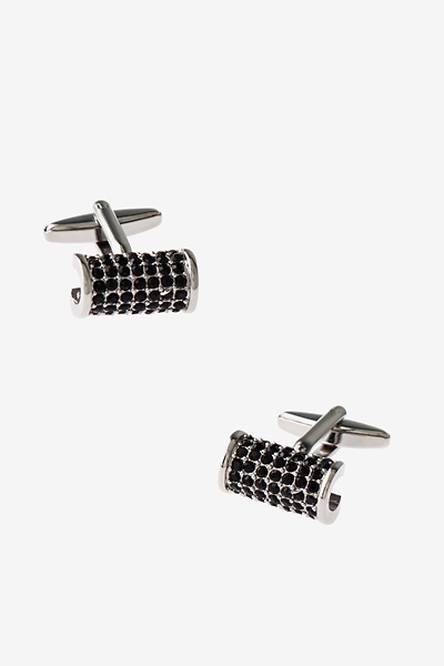 Black Metal Bejeweled Cuff Cufflinks | Ties.com
