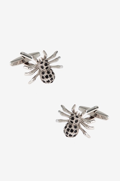 Black Metal Blinged Out Spider Cufflinks | Ties.com