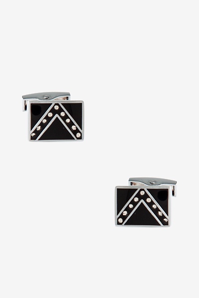 Black Metal Embellished V Cufflinks | Ties.com