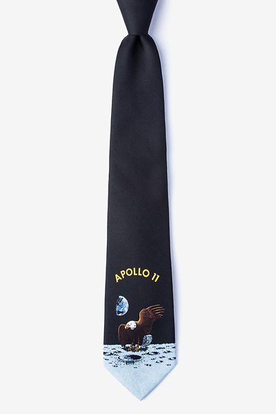 Black Microfiber Apollo 11 Extra Long Tie | Ties.com