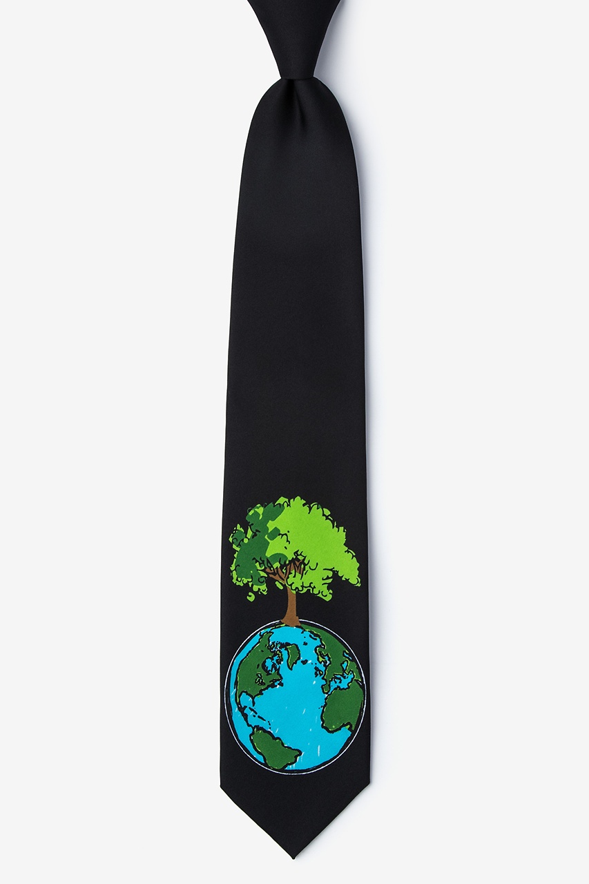 Black Microfiber Celebrate Earth Day Tie | Ties.com