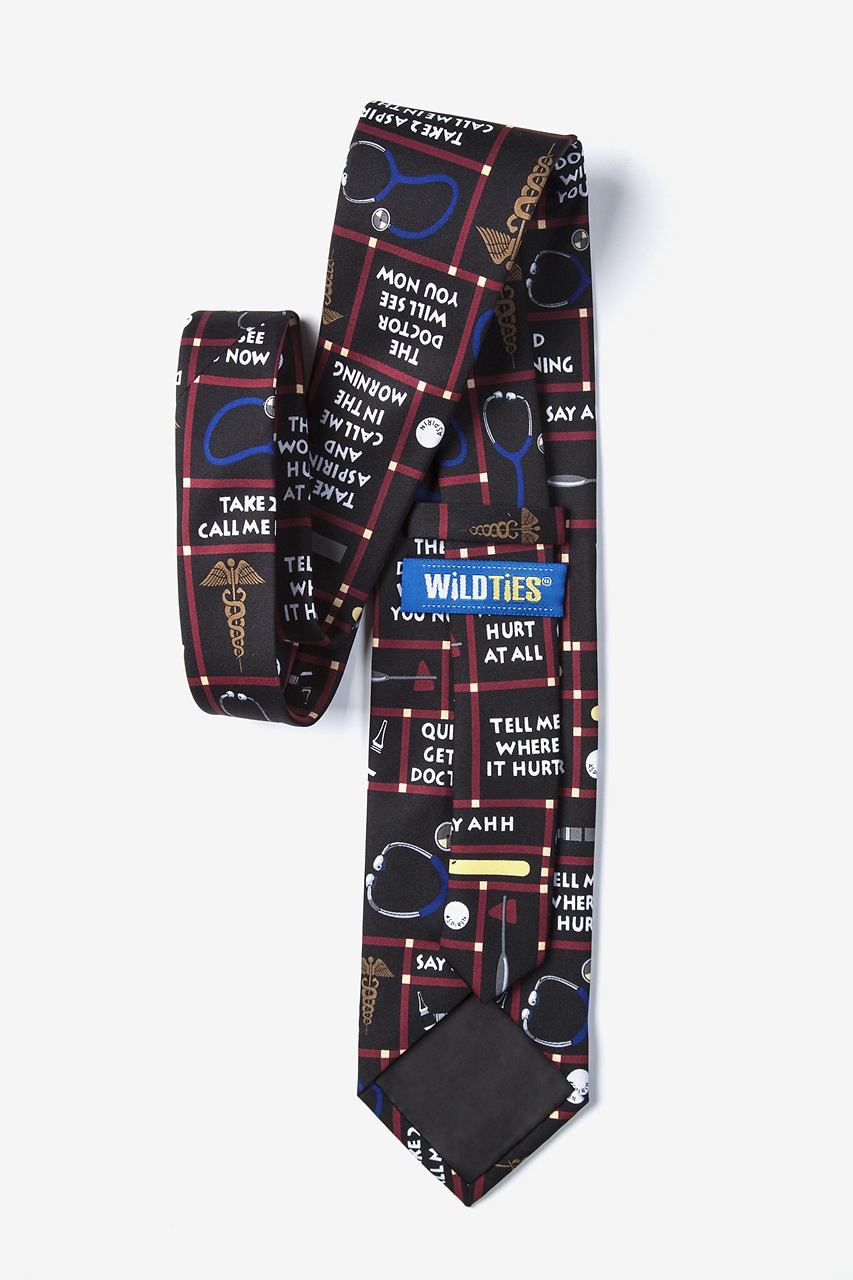 Black Microfiber Doctor's Sayings Tie | Ties.com