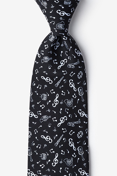 Black Microfiber Music Composition Tie | Ties.com