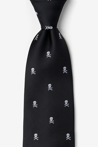 Black Microfiber Skull & Crossbones Tie | Ties.com