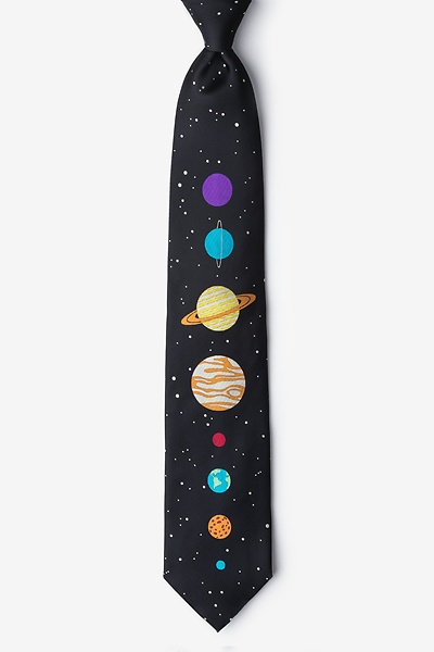 Black Microfiber The 8 Planets Extra Long Tie | Ties.com