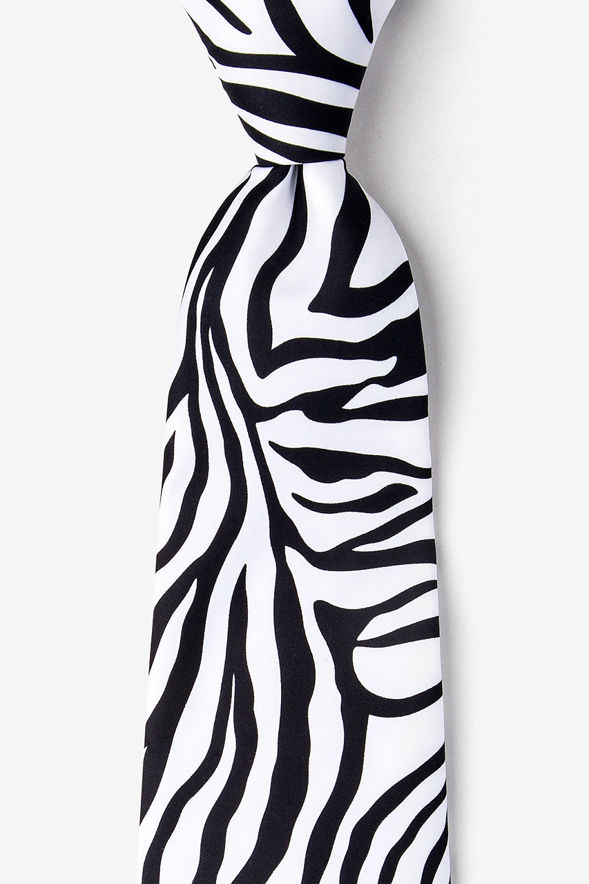 Zebra Animal Print Extra Long Tie | Black Safari Neckties | Ties.com