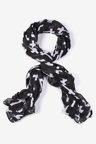 Black Polyester Cross Scarf | Ties.com