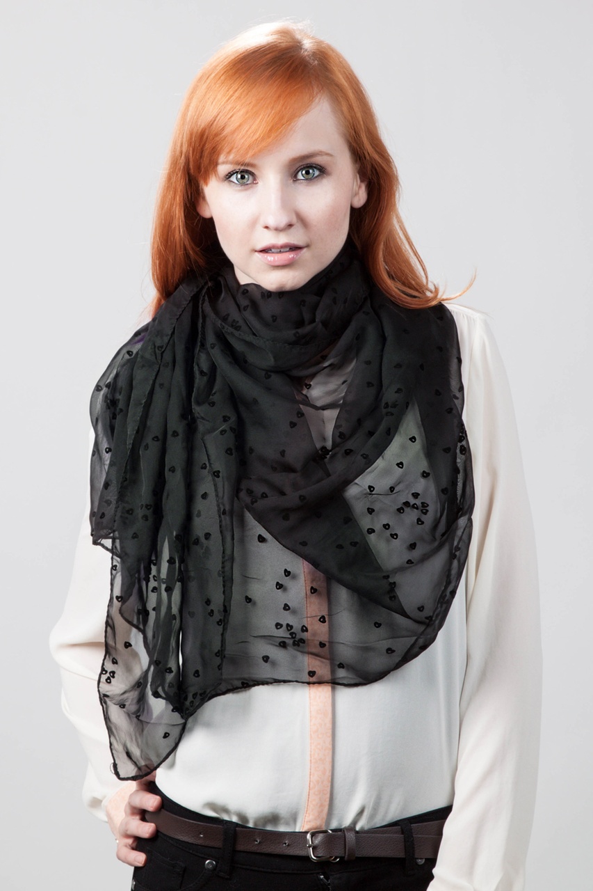 Black Velvet Hearts Scarf | Fashion Scarves | Scarves.com