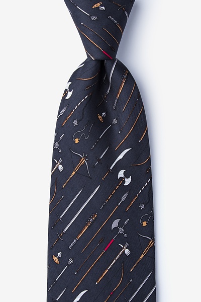 Black Silk Medieval Weaponry Tie | Ties.com