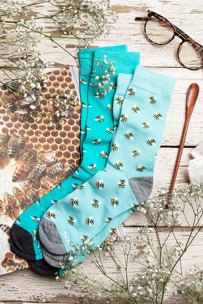 Bee Socks | Blue Bumble Bee Socks | Ties.com