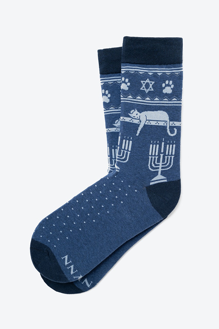 Blue Carded Cotton Meowzel_Tov Women's Sock | Ties.com