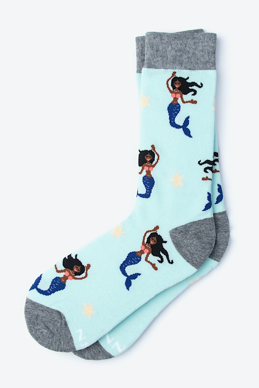 Blue Carded Cotton Mermaid Sock | Ties.com