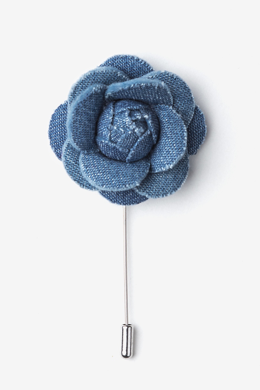 Blue Denim Denim Flower Lapel Pin | Ties.com