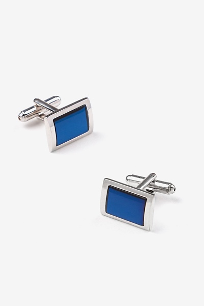 Blue Metal Simple Rectangle Cufflinks | Ties.com