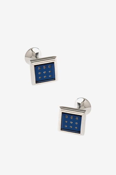 Blue Metal Three Across Gem Cufflinks | Ties.com
