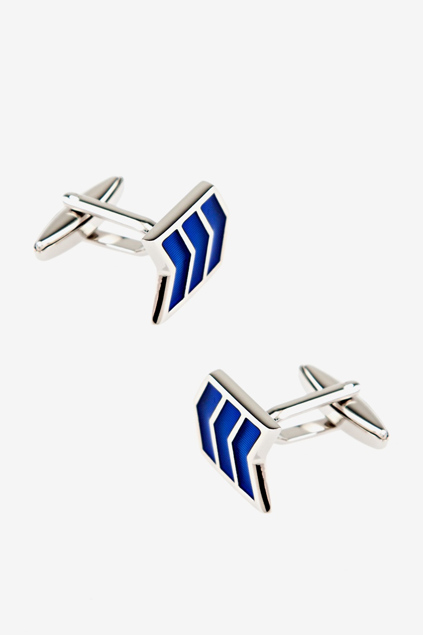 Blue Metal Tri Chevron Cufflinks | Ties.com