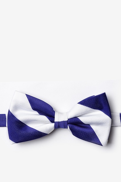 Blue & White Striped Pre-Tied Bow Tie | Casual Necktie | Ties.com