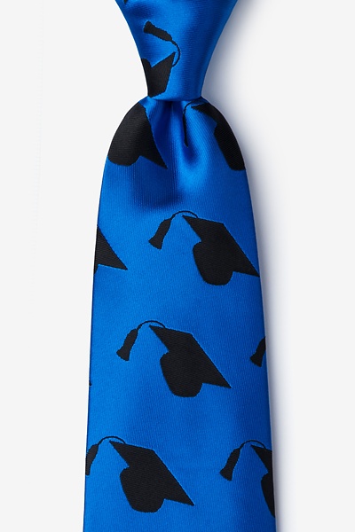 Blue Microfiber Graduation Caps Tie | Ties.com