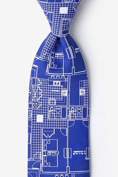 Blue Microfiber House Blueprint Tie | Ties.com