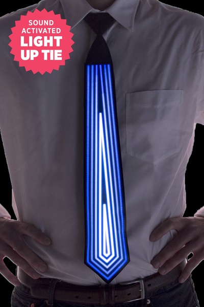 Blue Plastic Blue Diamond Sound Activated Light Up Tie | Ties.com
