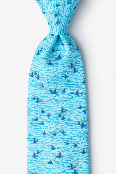 Blue Polyester Shark Fins Tie | Ties.com