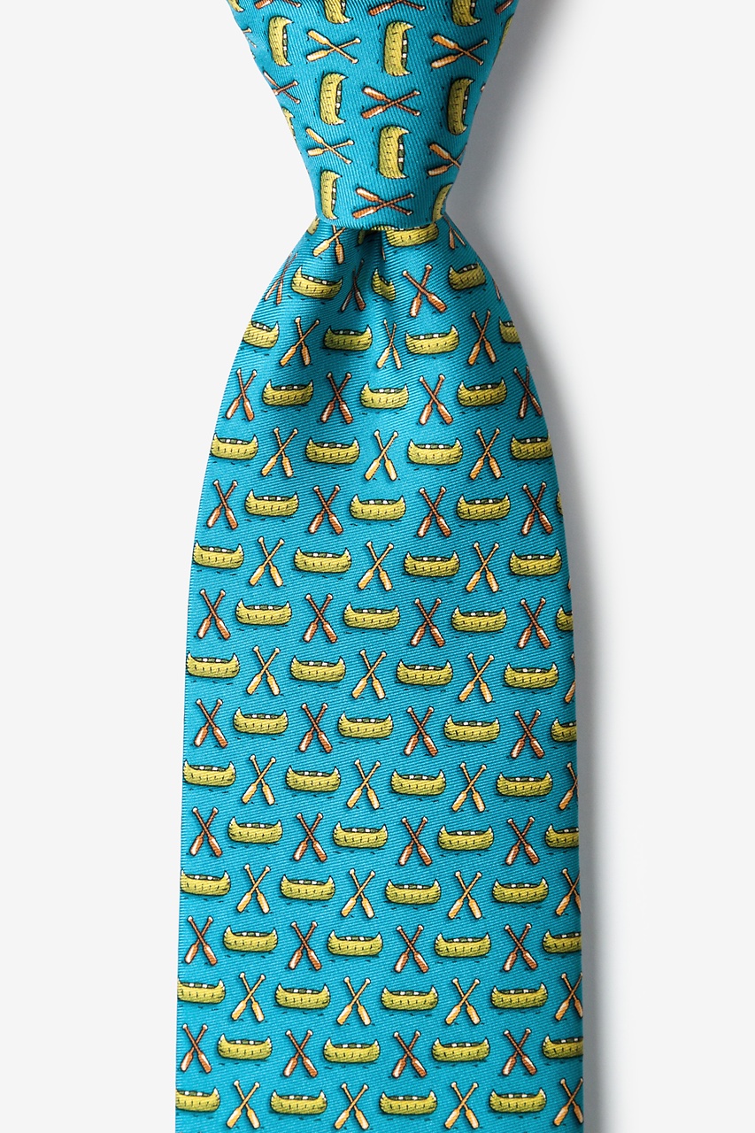Canoe & Paddle Blue Silk Tie | Camping Outdoorsman Neckties | Ties.com