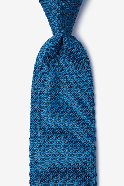 Blue Silk Textured Solid Knit Tie | Ties.com