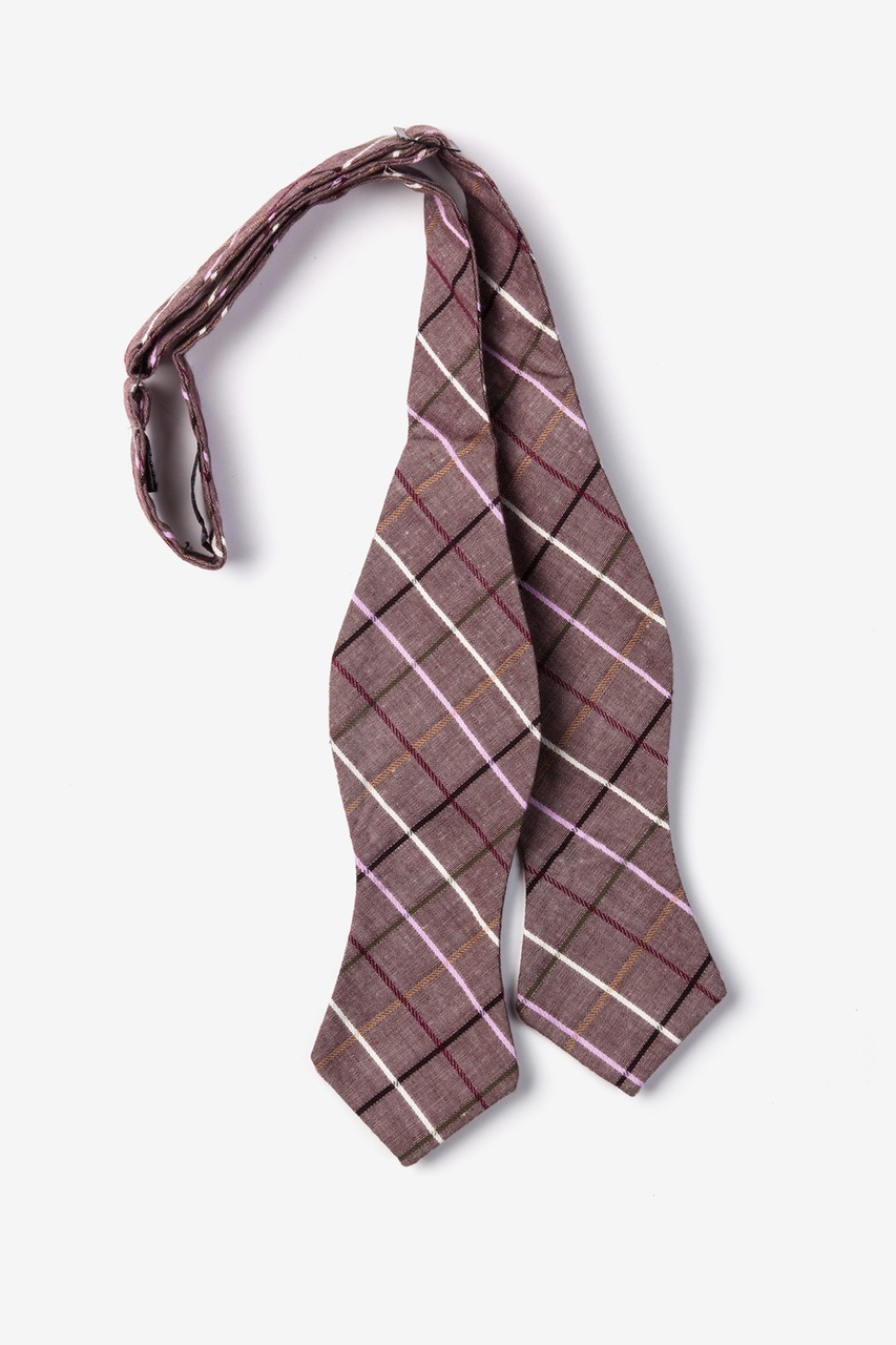 Brown Cotton Checkers Diamond Tip Self Tie Bow Tie | Ties.com