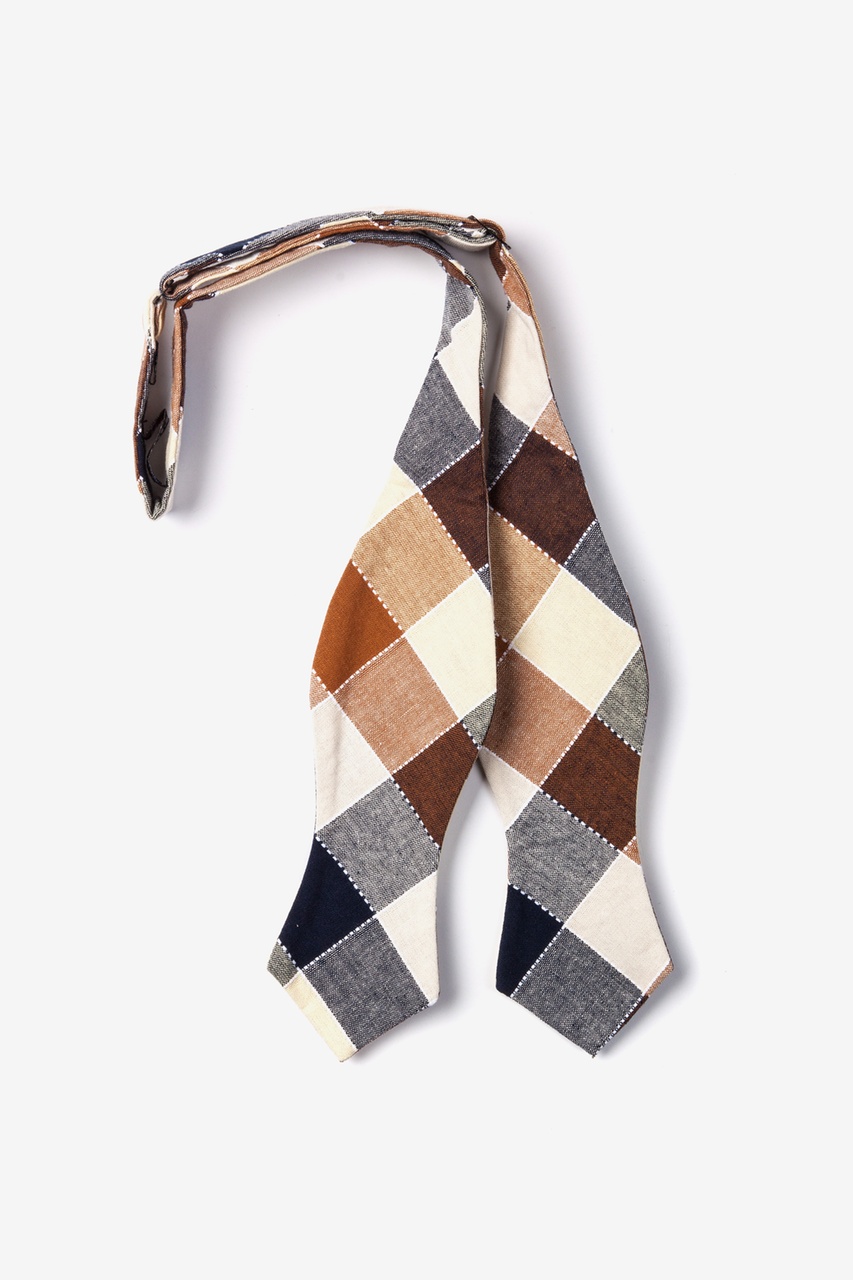 Brown Cotton Thatcher Check Diamond Tip Bow Tie | Ties.com