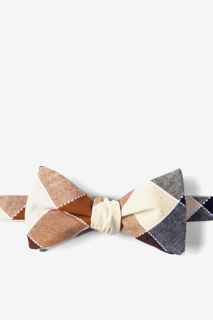 Brown Cotton Thatcher Check Self-Tie Bow Tie | Ties.com