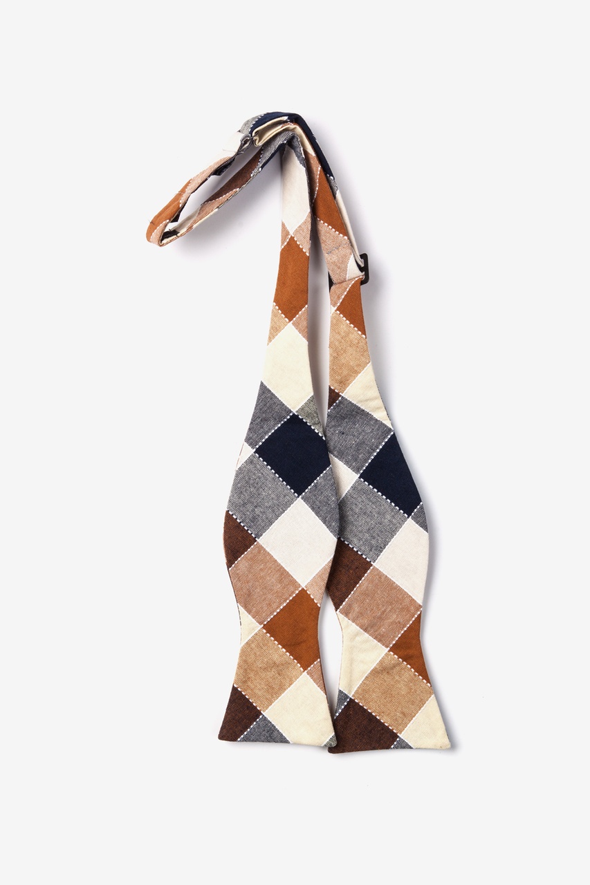 Brown Cotton Thatcher Check Self-Tie Bow Tie | Ties.com