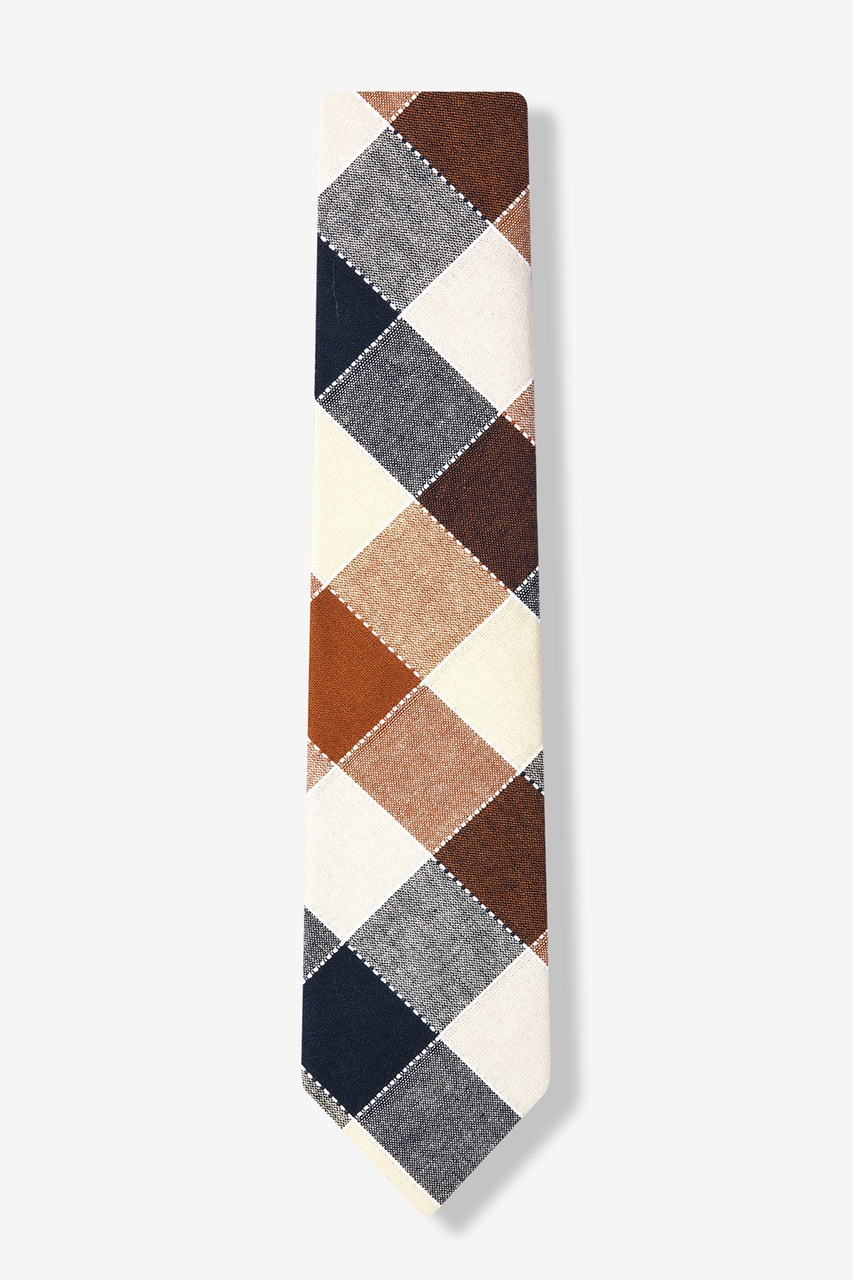 Brown Cotton Thatcher Check Skinny Tie | Ties.com