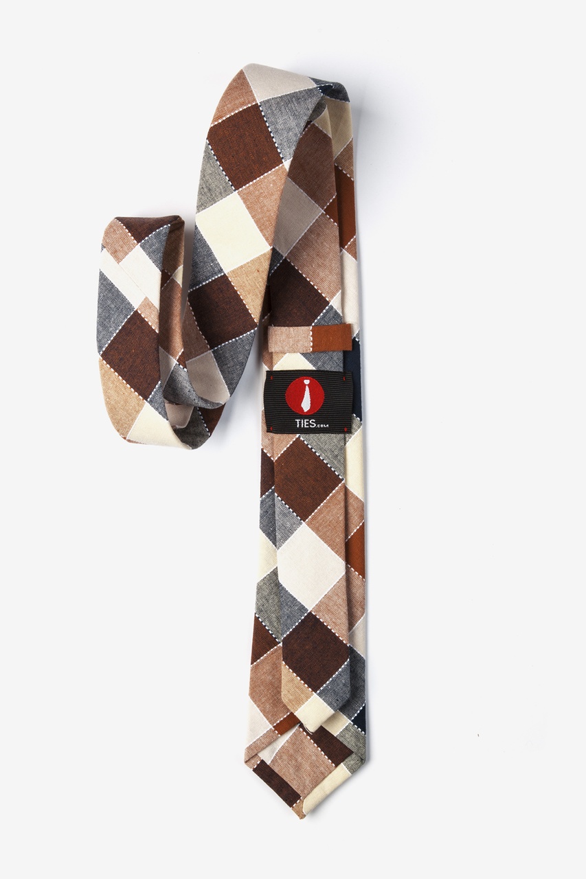 Brown Cotton Thatcher Check Skinny Tie | Ties.com