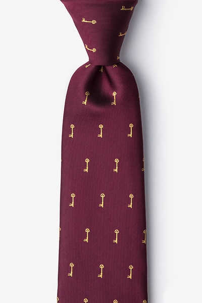 Burgundy Microfiber Antique Keys Tie | Ties.com