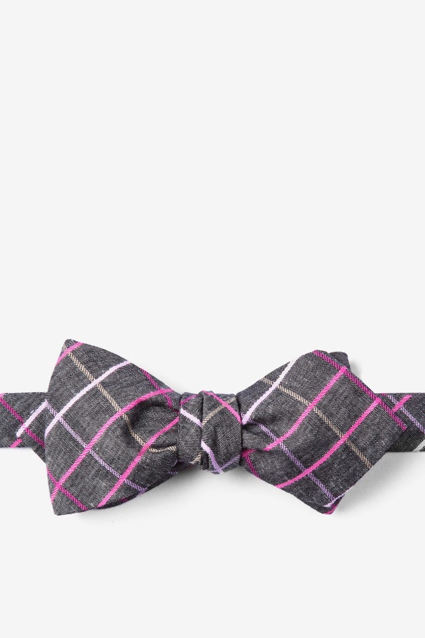 Charcoal Cotton Checkers Diamond Tip Self Tie Bow Tie | Ties.com