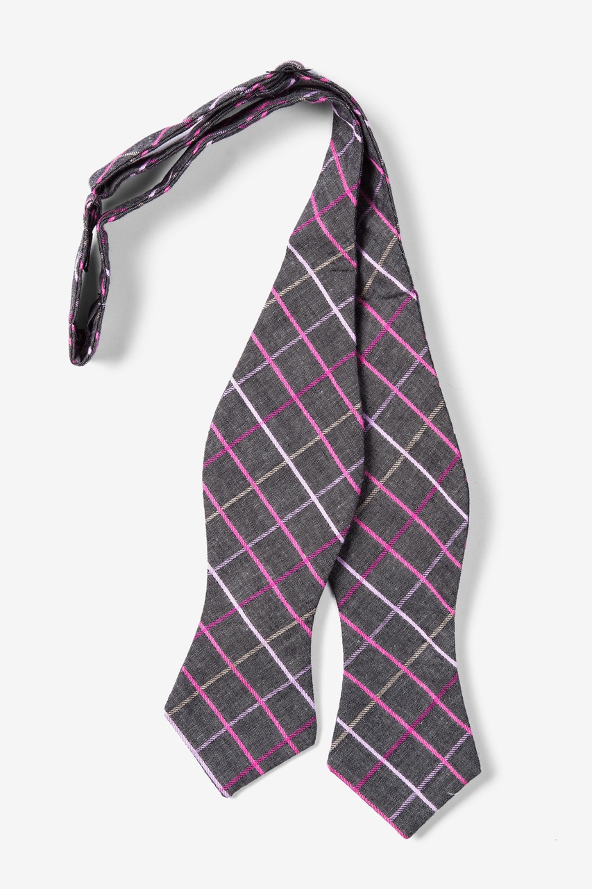 Charcoal Cotton Checkers Diamond Tip Self Tie Bow Tie | Ties.com