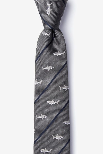 Shark Infested Waters Skinny Tie | Ocean Charcoal Ties | Ties.com