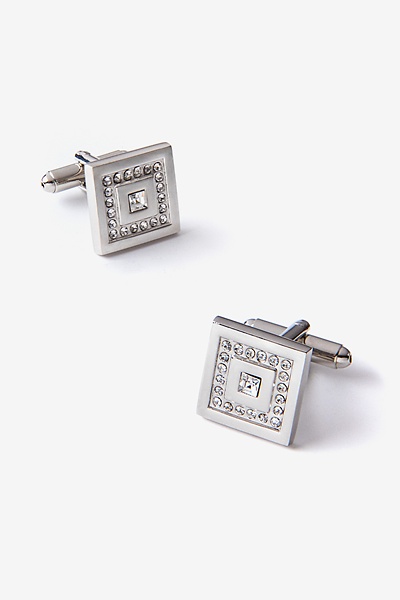 Clear Metal Flashy Square in Square Cufflinks | Ties.com