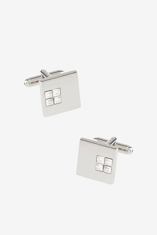 Clear Metal Solid Studded Square Cufflinks | Ties.com
