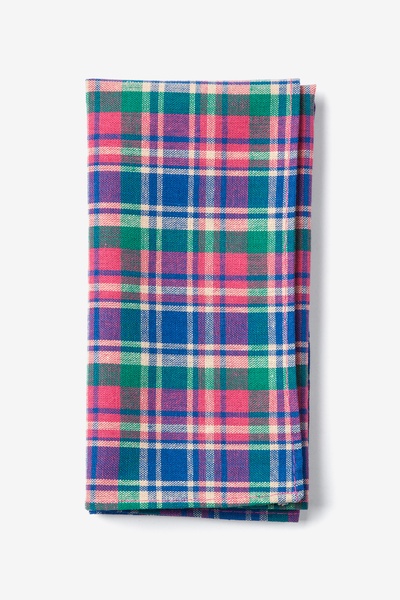 Fuchsia Cotton Barrette Plaid Pocket Square | Ties.com