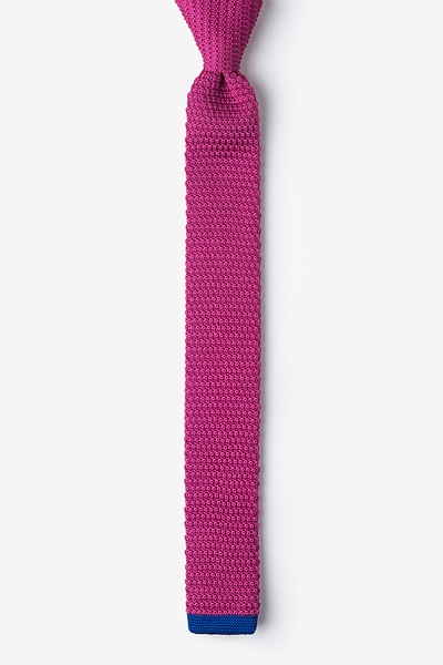 Fuchsia Polyester Contrasting Tip Knit Skinny Tie | Ties.com
